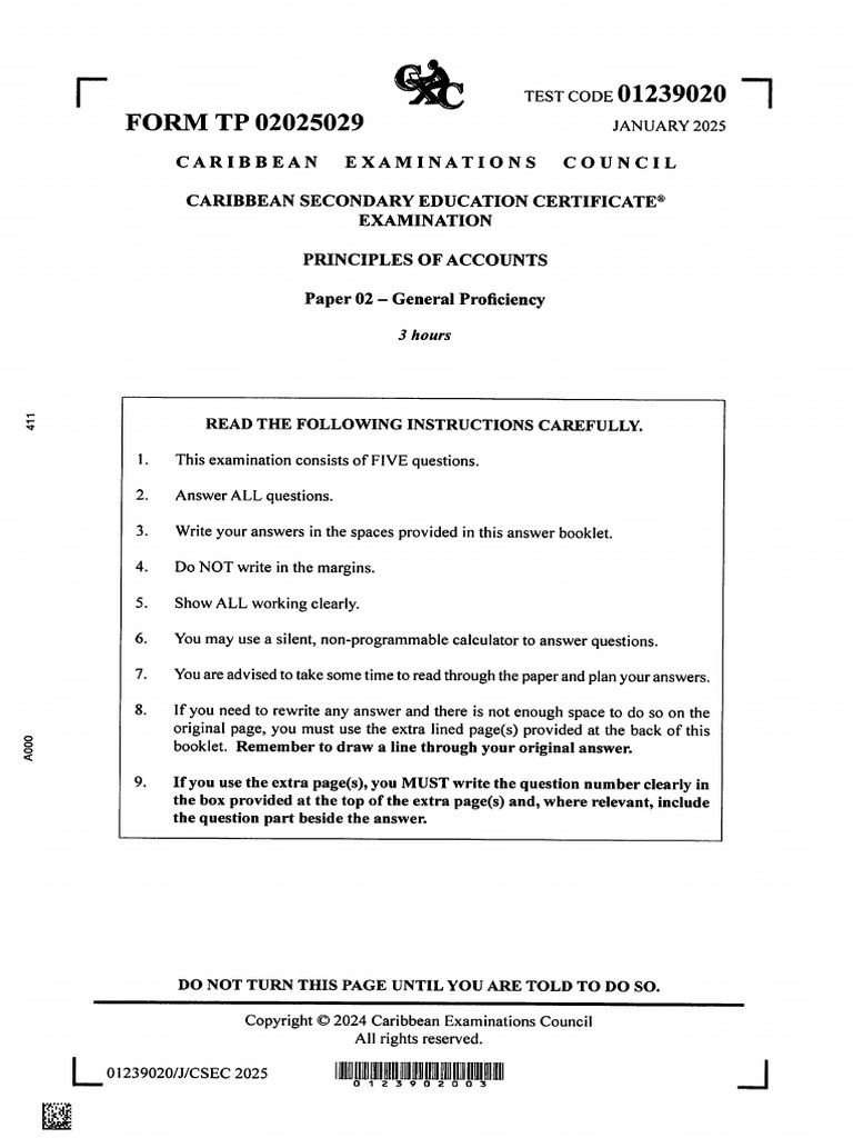 CSEC POA January 2025 P2 | PDF
