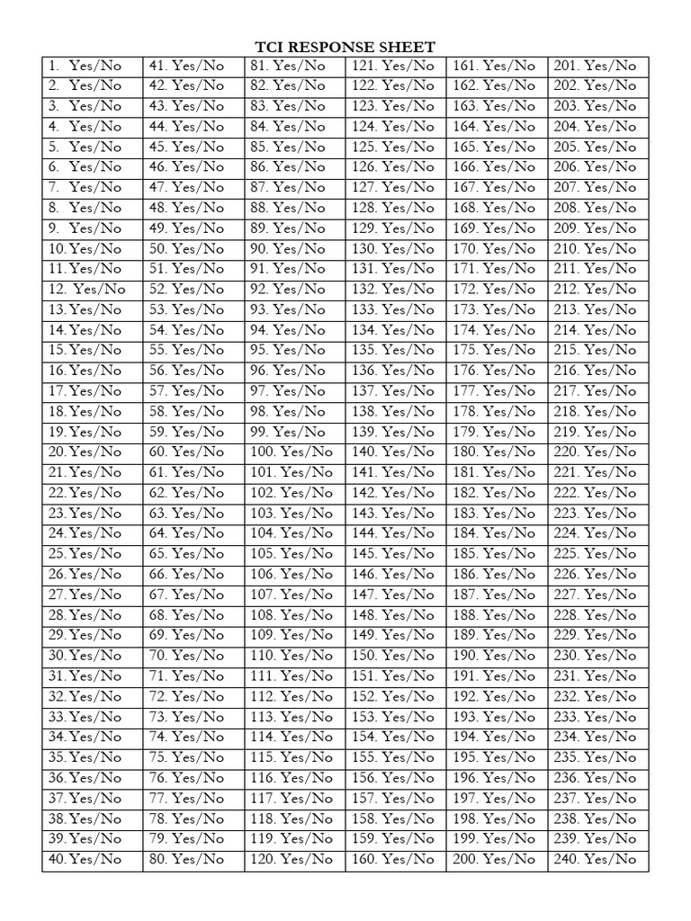 TCI RESPONSE SHEET | PDF