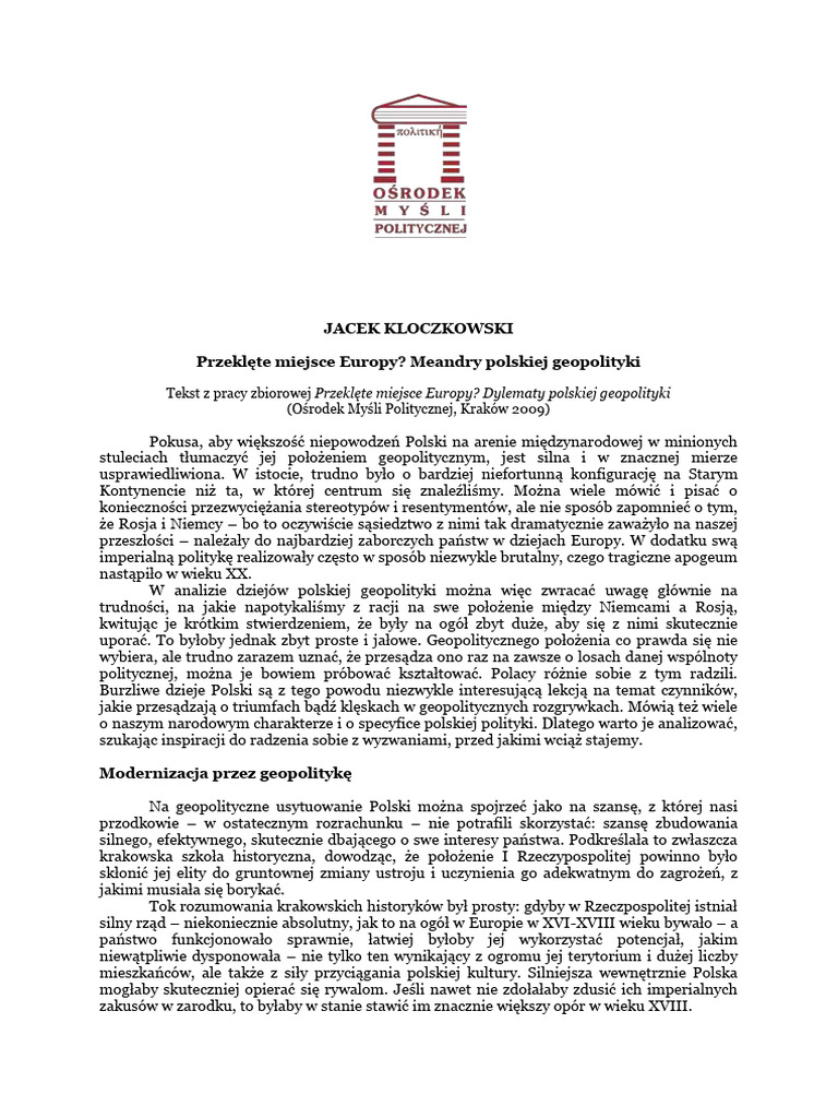 Jacek Kloczkowski, Przeklęte Miejsce Europy | PDF