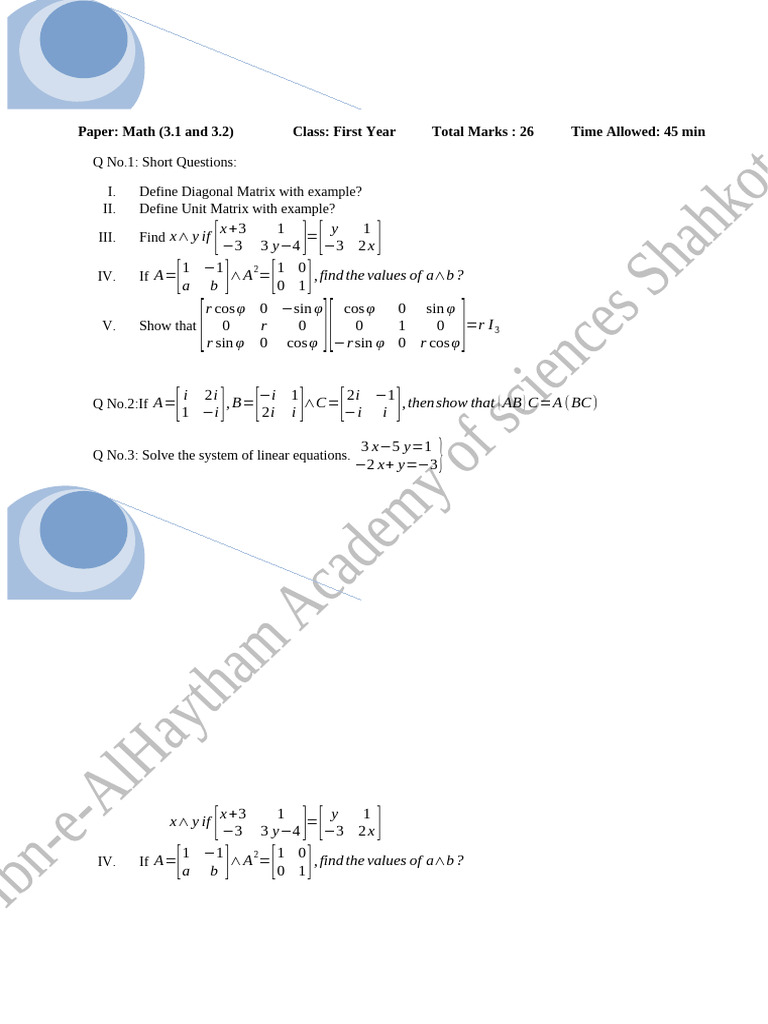 Paper 11 Math3.1 To 3.2 | PDF