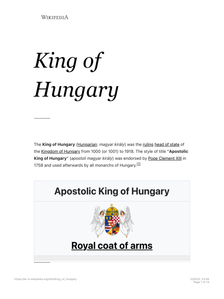 King of Hungary | PDF