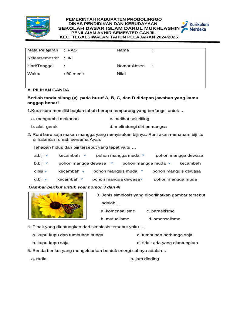 Soal SAS IPAS Kelas 3 | PDF