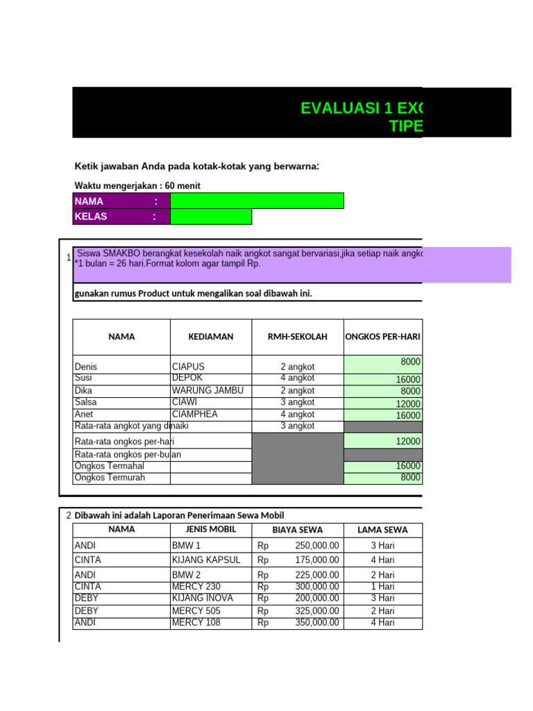 Analisis Ongkos Angkot dan Sewa Mobil | PDF