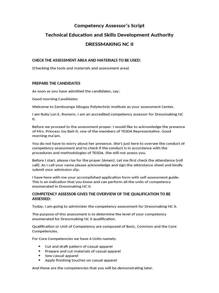 Ruby Lyn Assessor Script | PDF