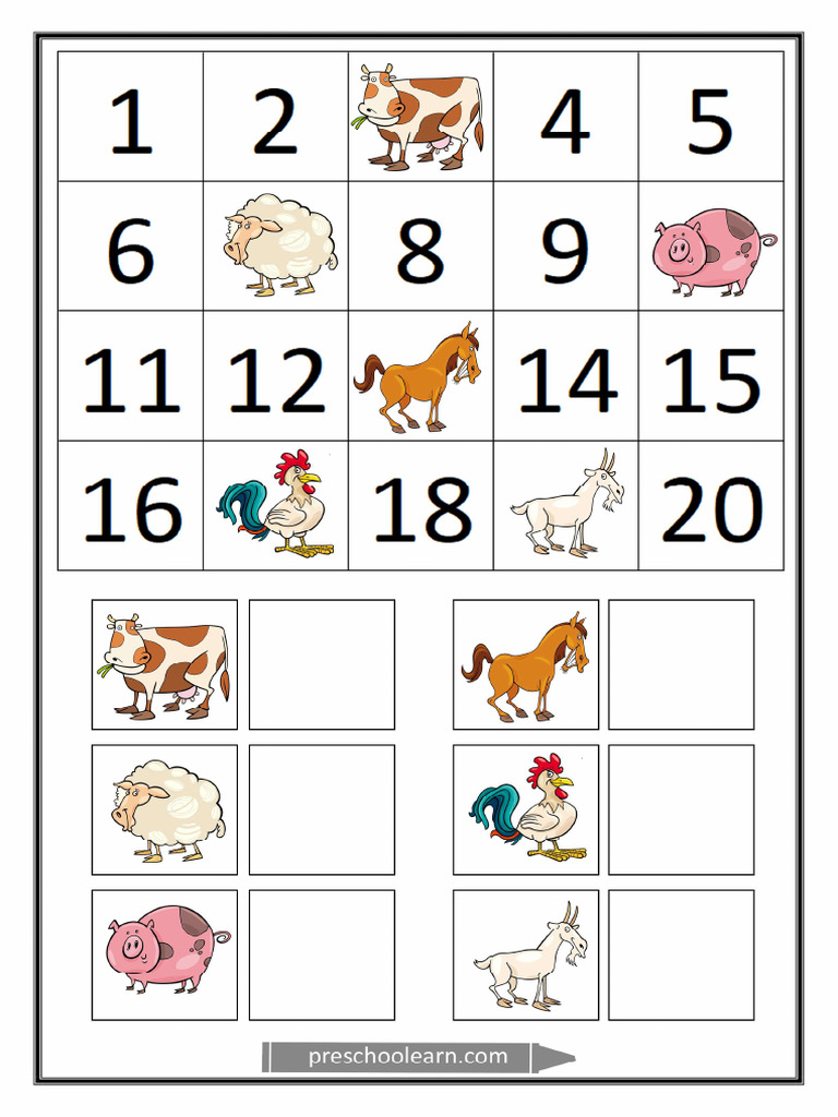 Missing Number FArm Animals | PDF