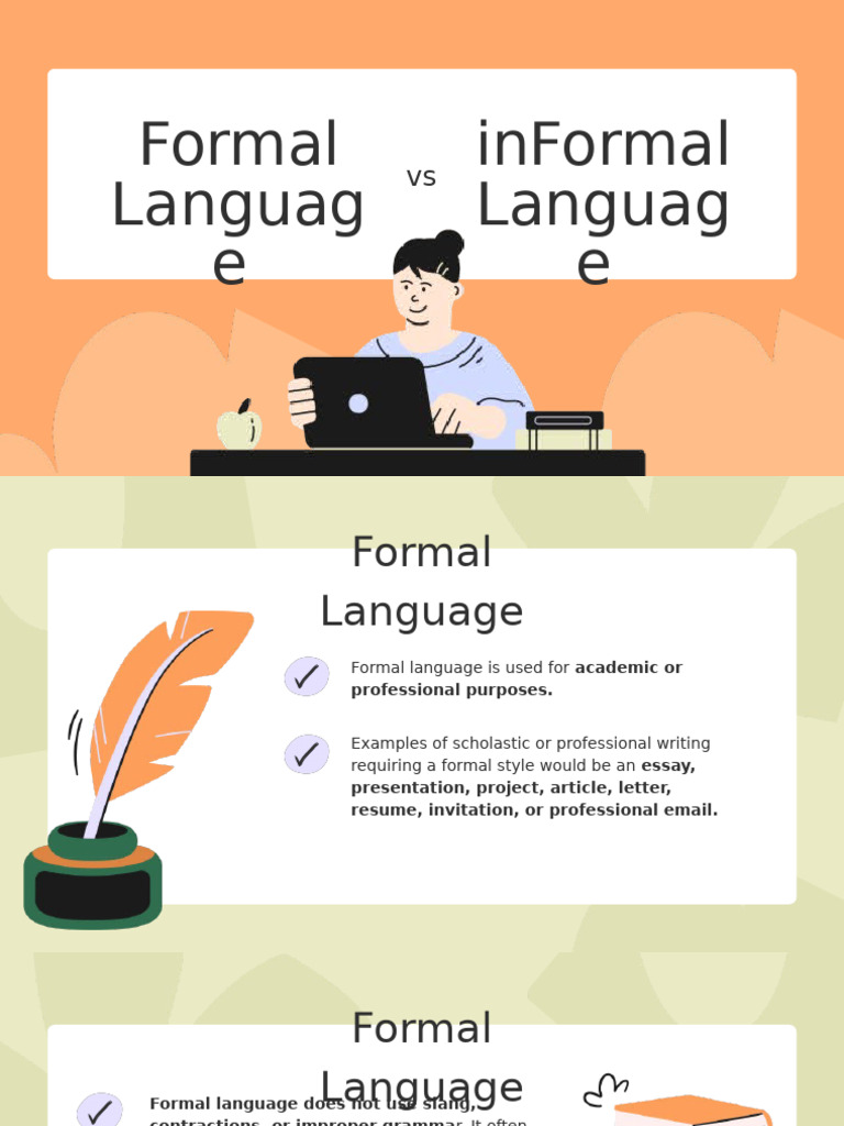 Formal vs. Informal Language Education Presentation in Light Orange ...