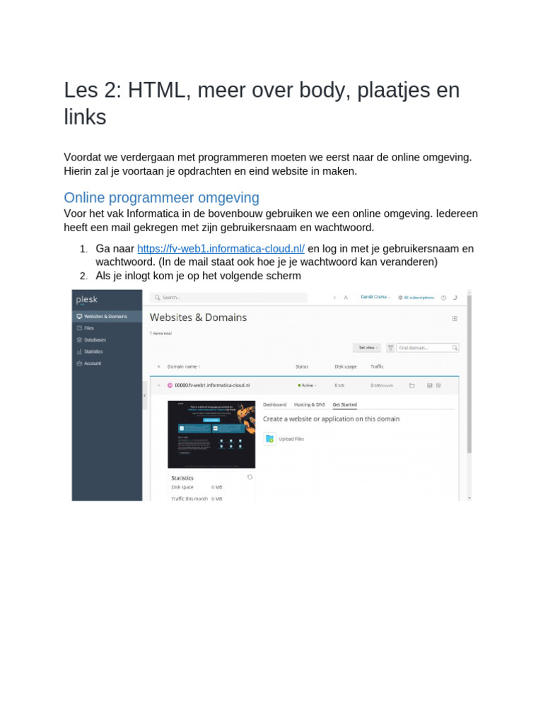 Web Development Les 02 - HTML, Meer Over Body, Plaatjes en Links | PDF