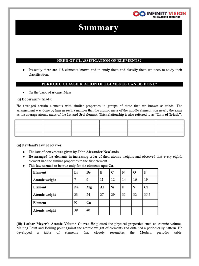 Element Classification and Periodicity | PDF | Periodic Table ...