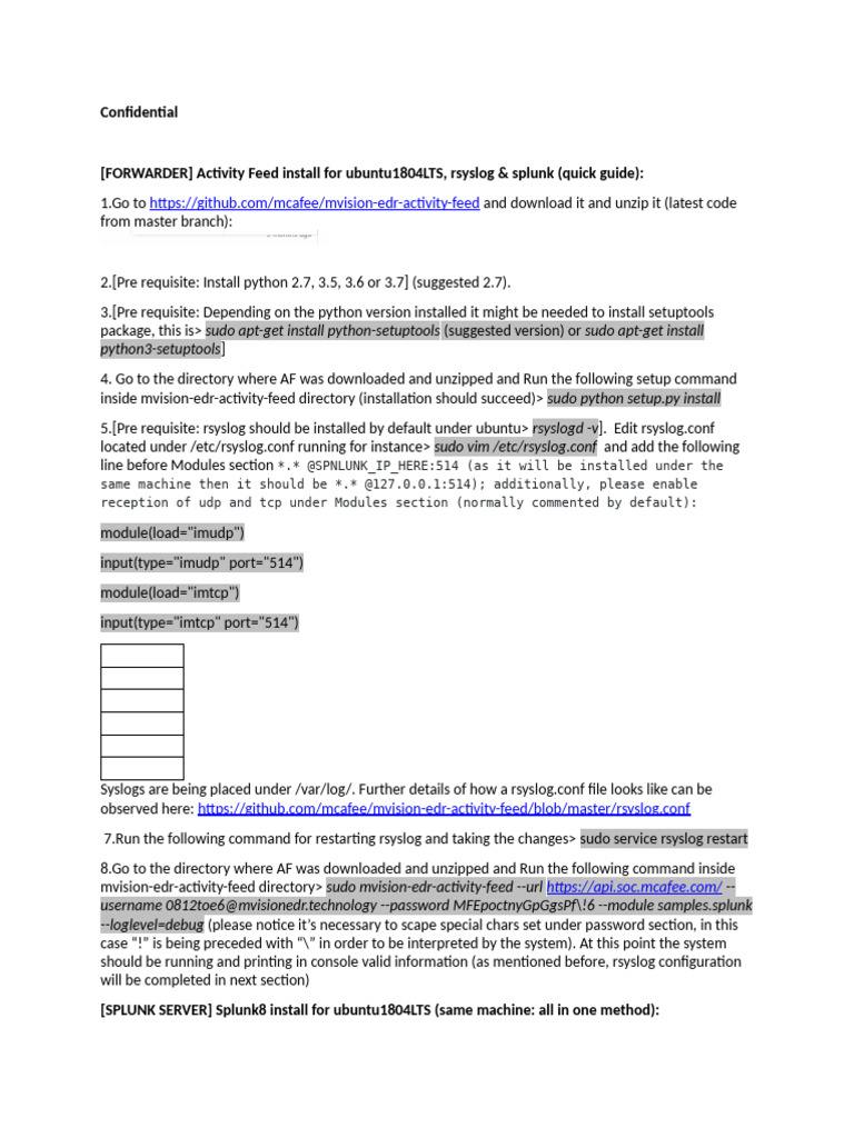 Activity Feed - Splunk Integration Sample - Quick Step GUIDE - SecOps - McAfee Confluence | PDF ...