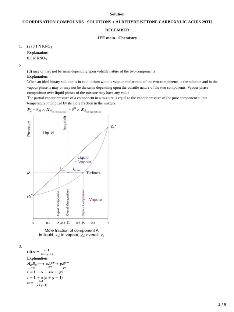 Test Series Jee 3 (Coordination Compounds + Solutions + Aldehyde Ketone ...