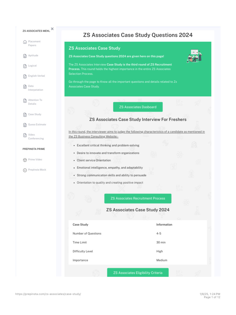 ZS Associates Case Study Guide 2024 | PDF | Gross Margin | Moldova