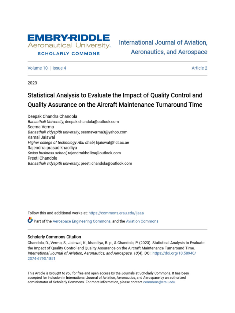 Statistical Analysis To Evaluate The Impact of Quality Control and ...