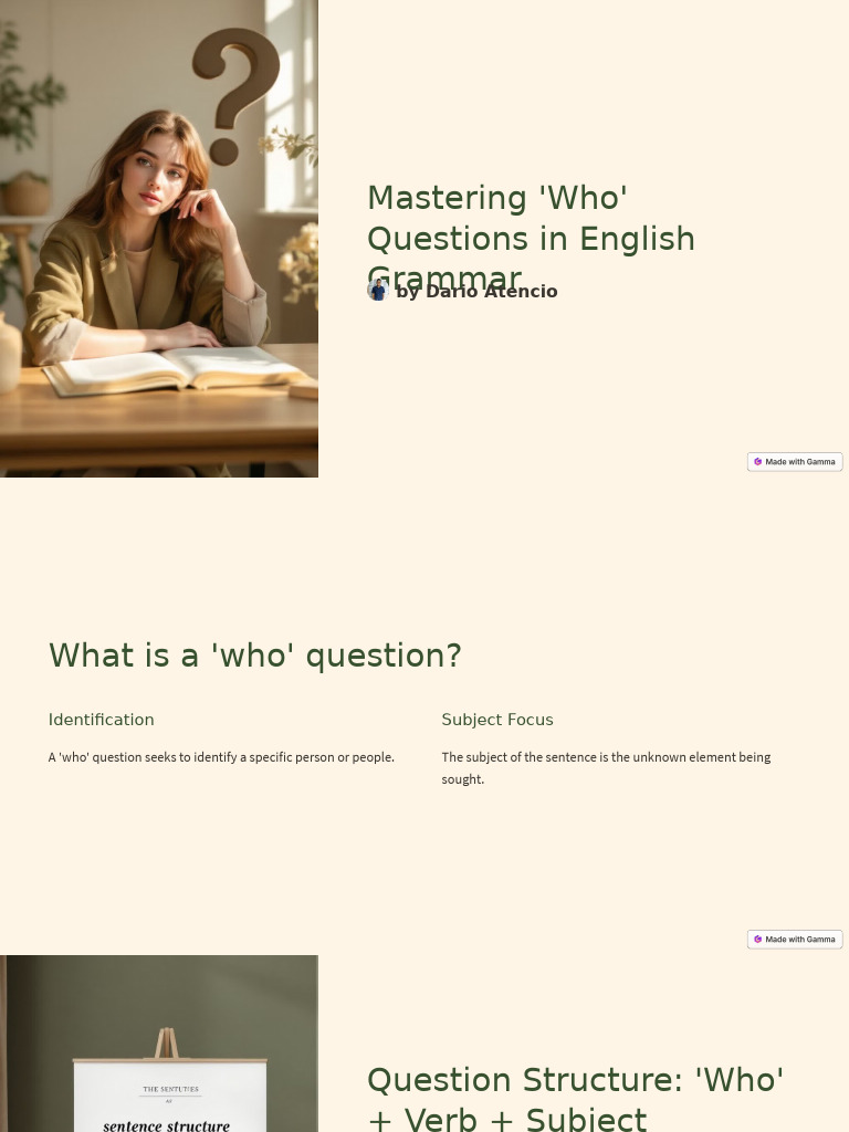 English 'Who' Questions Guide | PDF