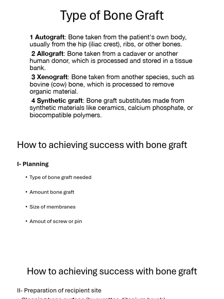 Types and Success Factors of Bone Grafts | PDF