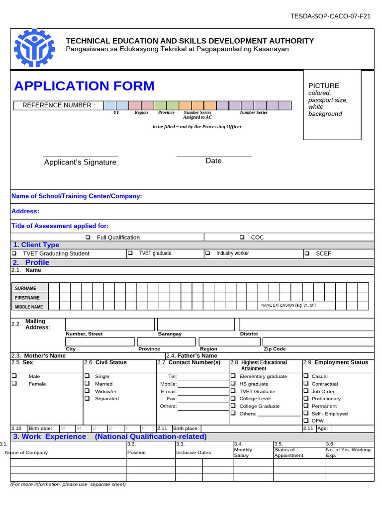 Revised Application Form | PDF