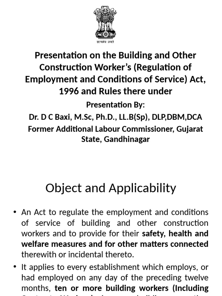 The BOCW Act, 1996 and Rules there under | PDF | Demolition | Employment