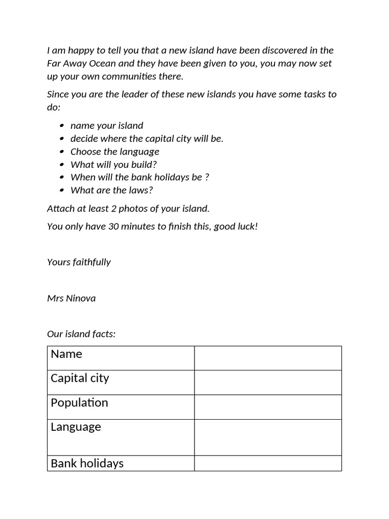 Design Your Own Island Worksheet | PDF