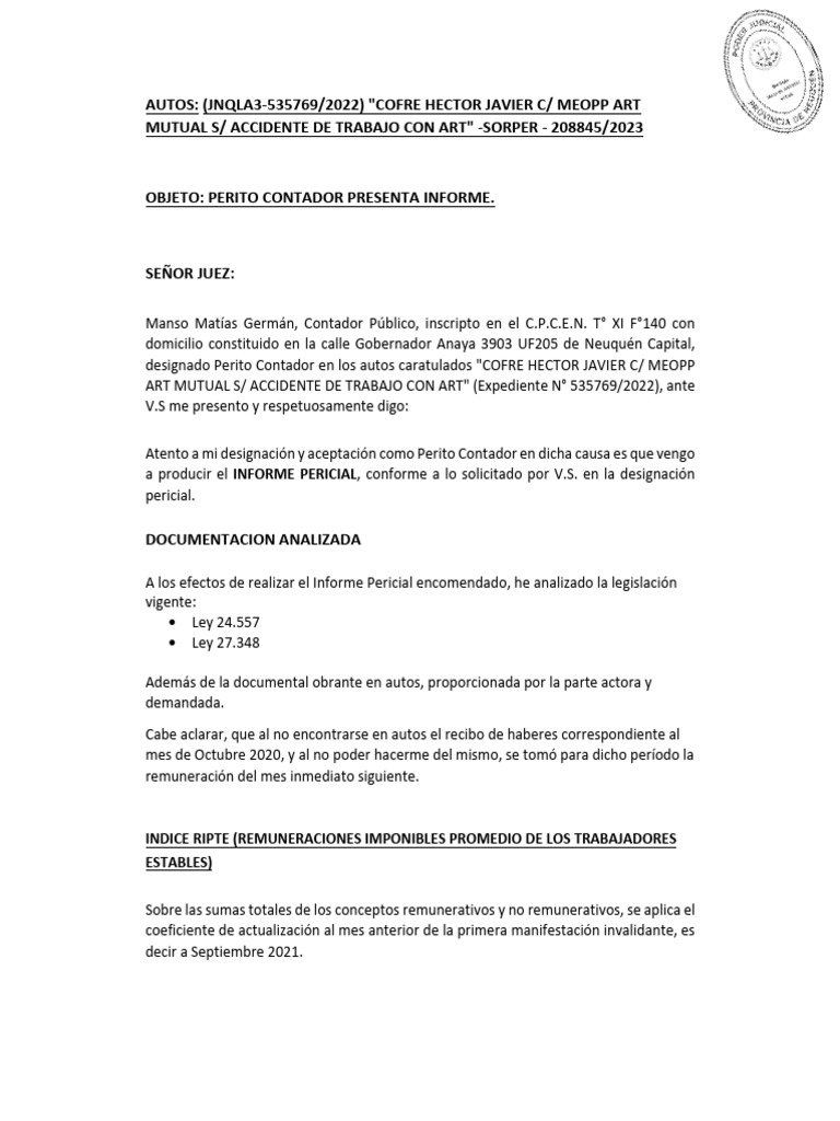 Informe Pericial Contable | PDF