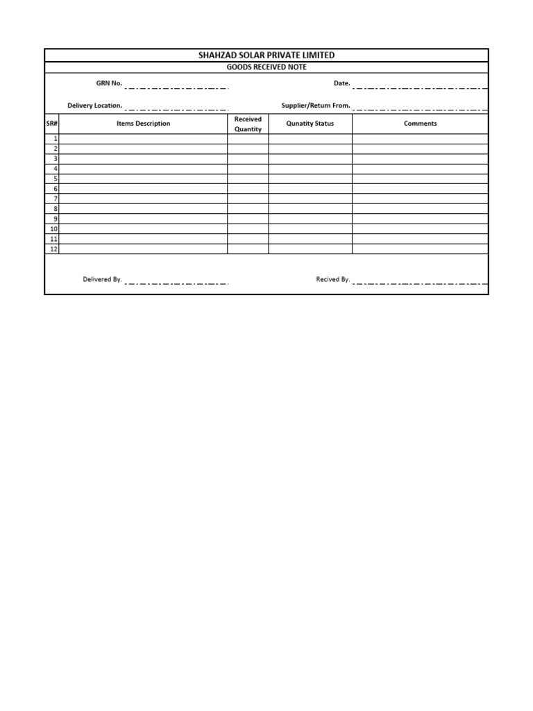 Good Received Note | PDF