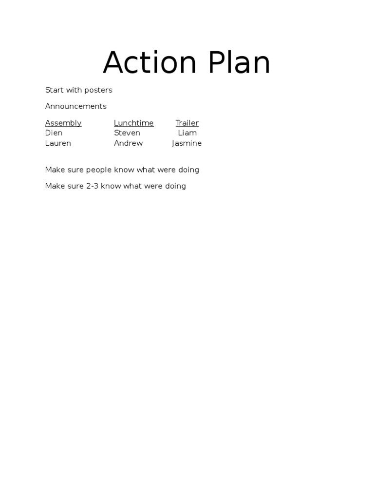 Marketing Team Action Plan | PDF