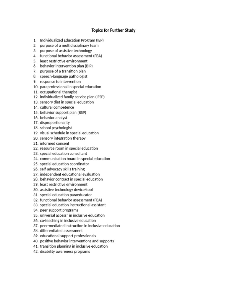 Topics For Further Study | PDF