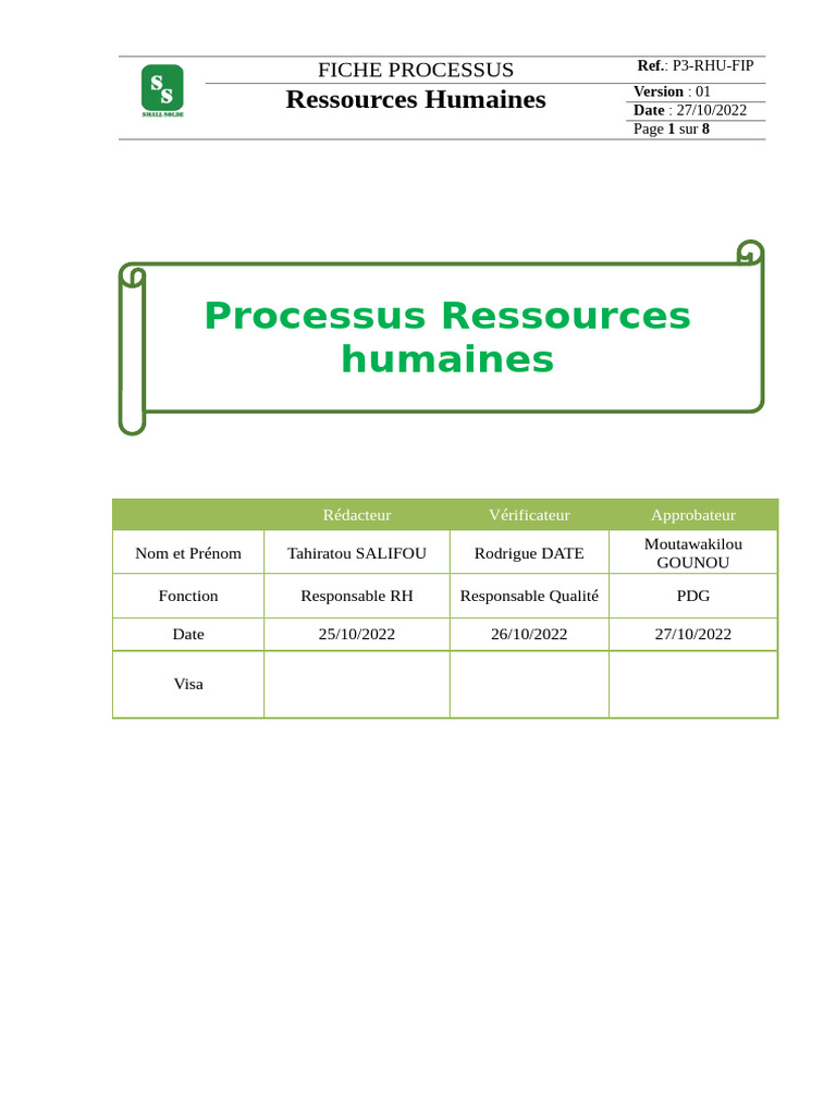 P3 - RHU - FIP 01 Ressources Humaines | PDF | Gestion des ressources ...