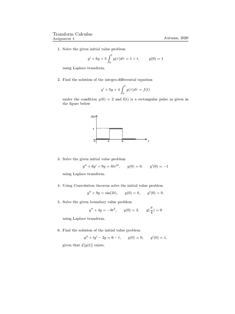Assignment-4 From Laplace Transform | PDF | Laplace Transform | Mathematical Concepts