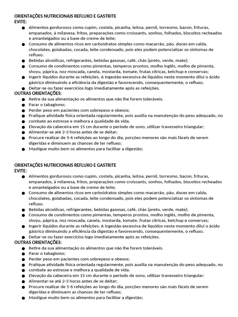 Refluxo E Gastrite Pdf Doença Do Refluxo Gastroesofágico Alimentos