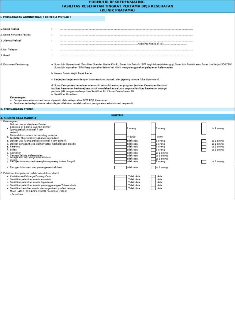 04. Form Self Assesment_Klinik Pratama Rawat INAP | PDF