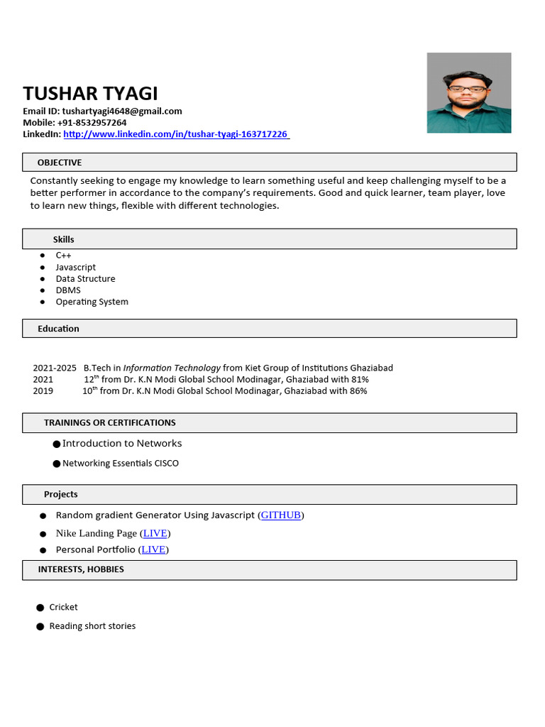 Resume Format 1 Final | PDF