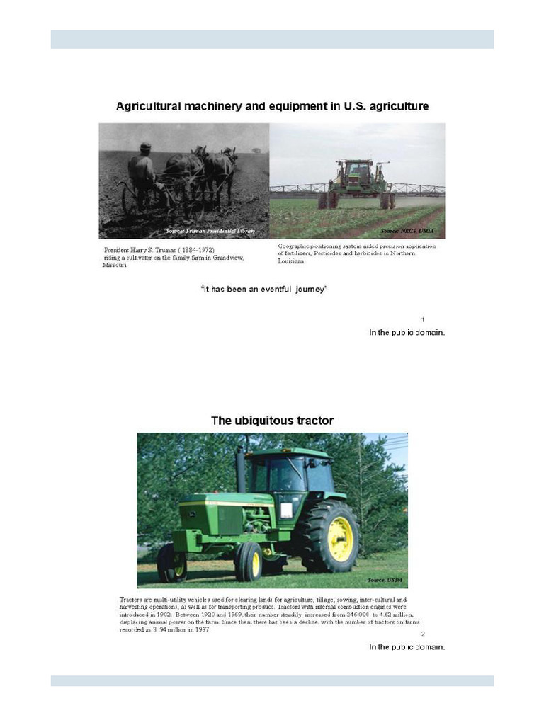 Agricultural Machinery and Equipment in U.S. Agriculture | PDF ...