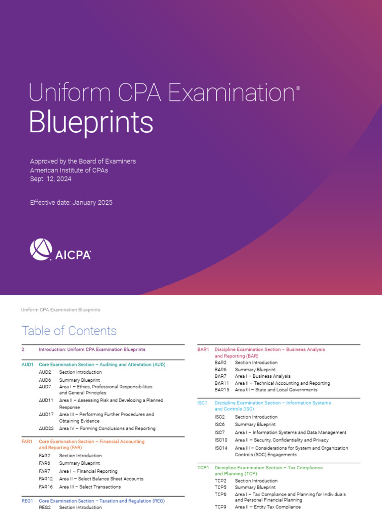 CPA Exam Blueprints 2025 | PDF | Uniform Certified Public Accountant ...