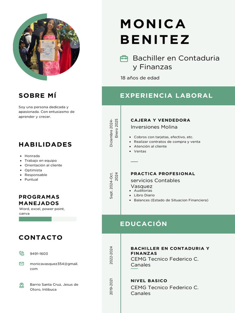 Currículum Monica Benitez (1) | PDF | Economias | Industrias de servicio