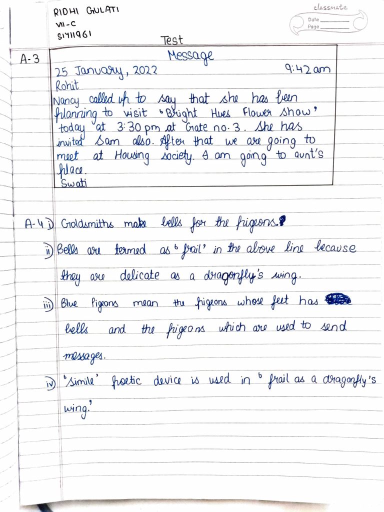 English Test 7c Ridhi Gulati | PDF