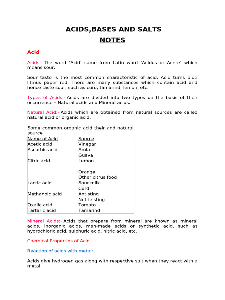 acids,bases and salts [REF-MATERIALS-NOTES] | PDF | Sodium Carbonate ...