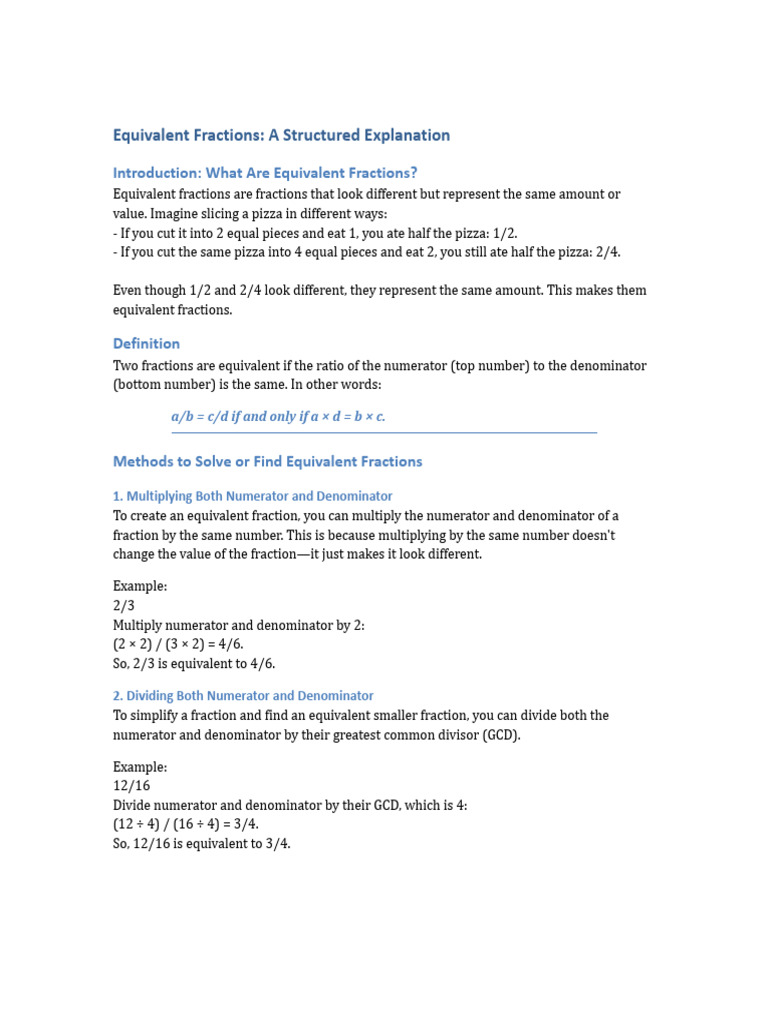 Equivalent_Fractions_Lesson.docx | PDF | Arithmetic | Mathematical Notation