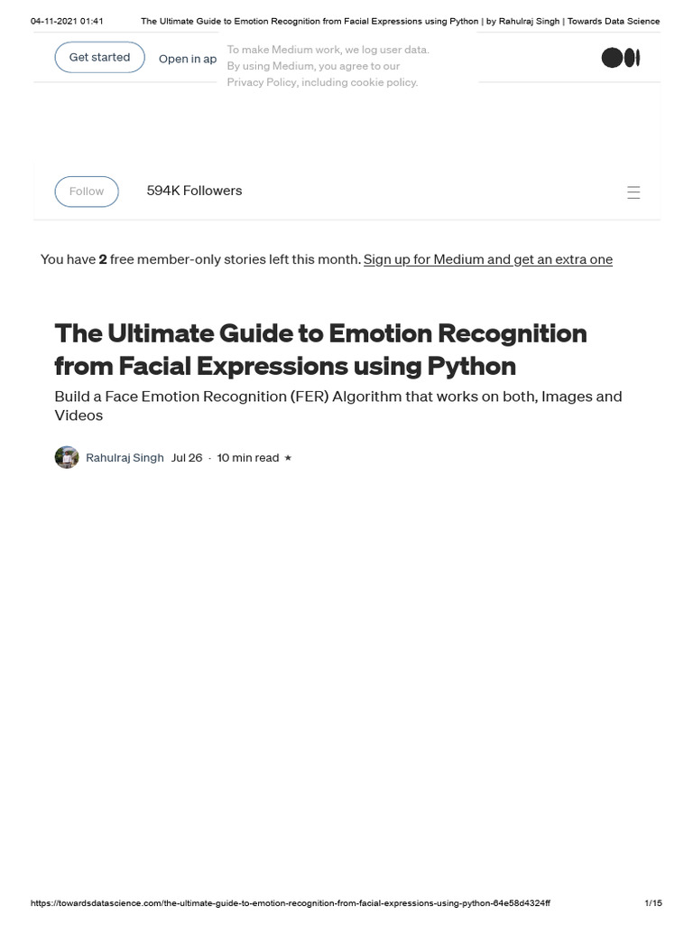The Ultimate Guide To Emotion Recognition From Facial Expressions Using Python - by Rahulraj ...