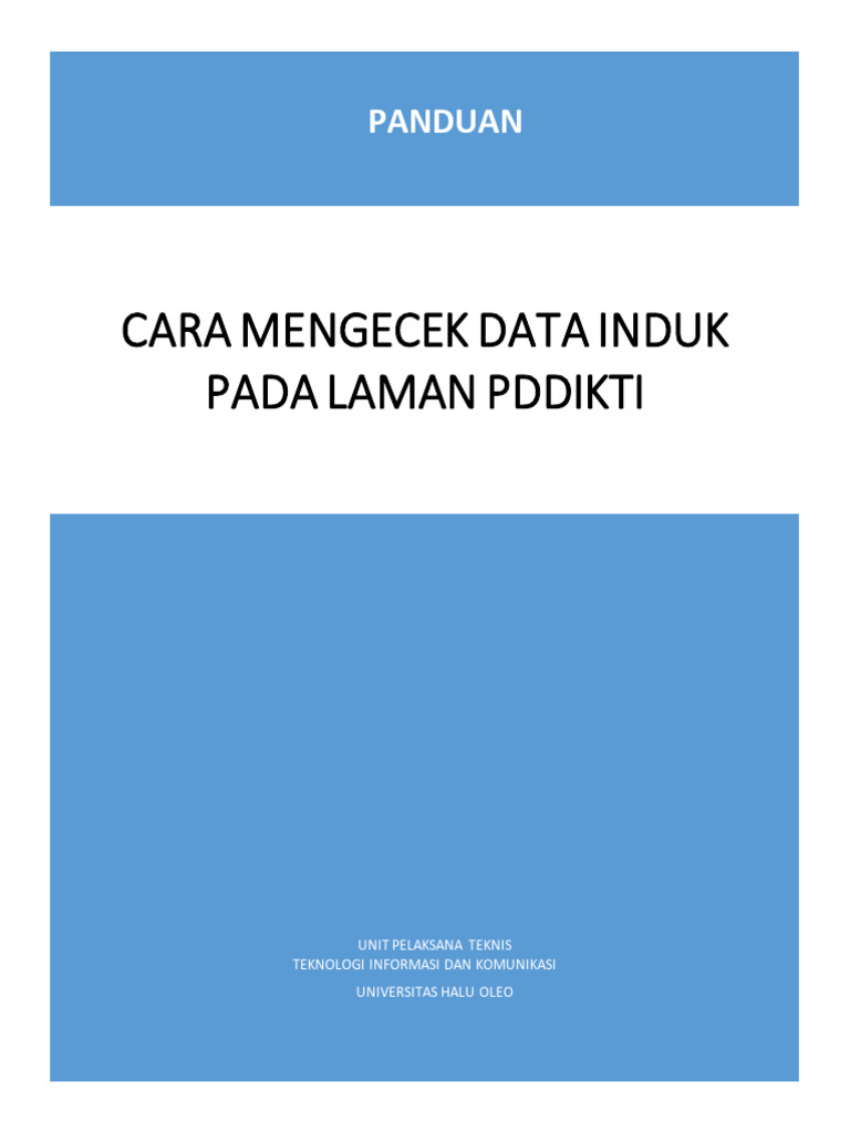 Panduan Untuk Mahasiswa - Cara Mengecek Data Induk Di PDDIKTI | PDF