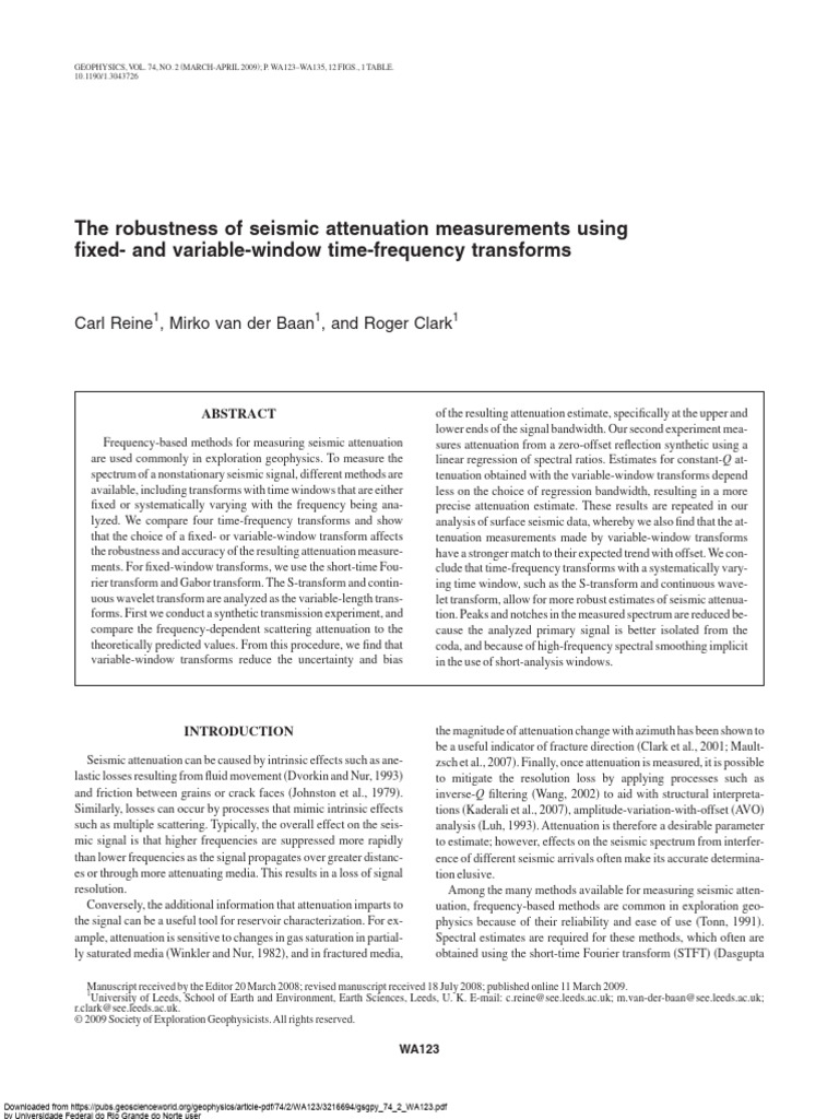 2009 - The Robustness of Seismic Attenuation Measurements Using Fixed - and Variable-Window Time ...