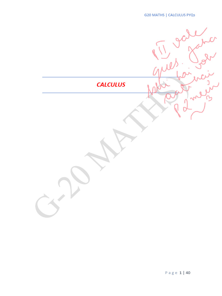 1-2 Calculus Pyqs Chapterwise 2022 | PDF | Integral | Calculus
