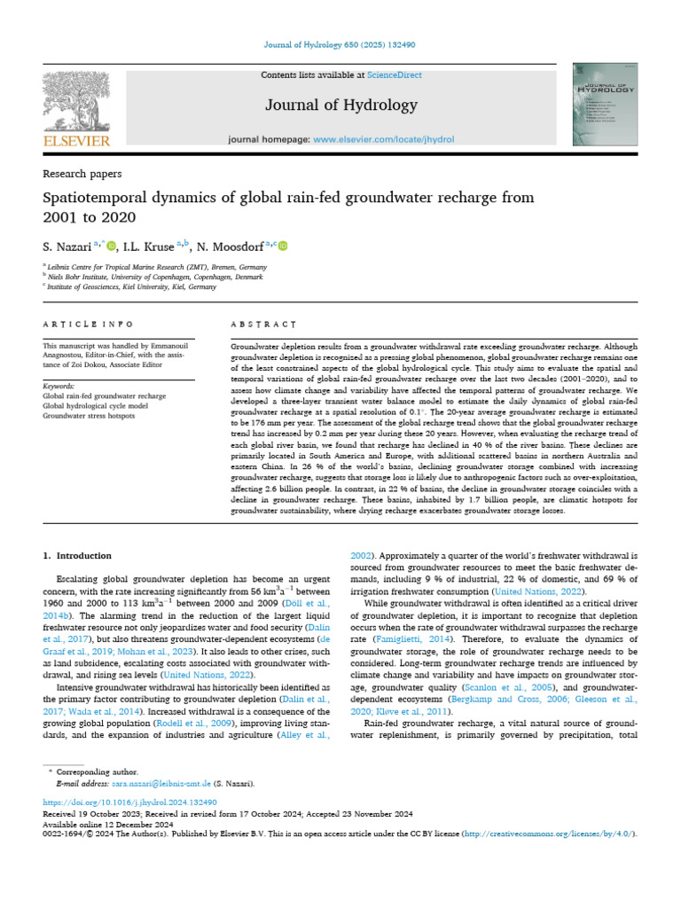 Global Rain-Fed Groundwater Recharge Trends | PDF | Groundwater ...