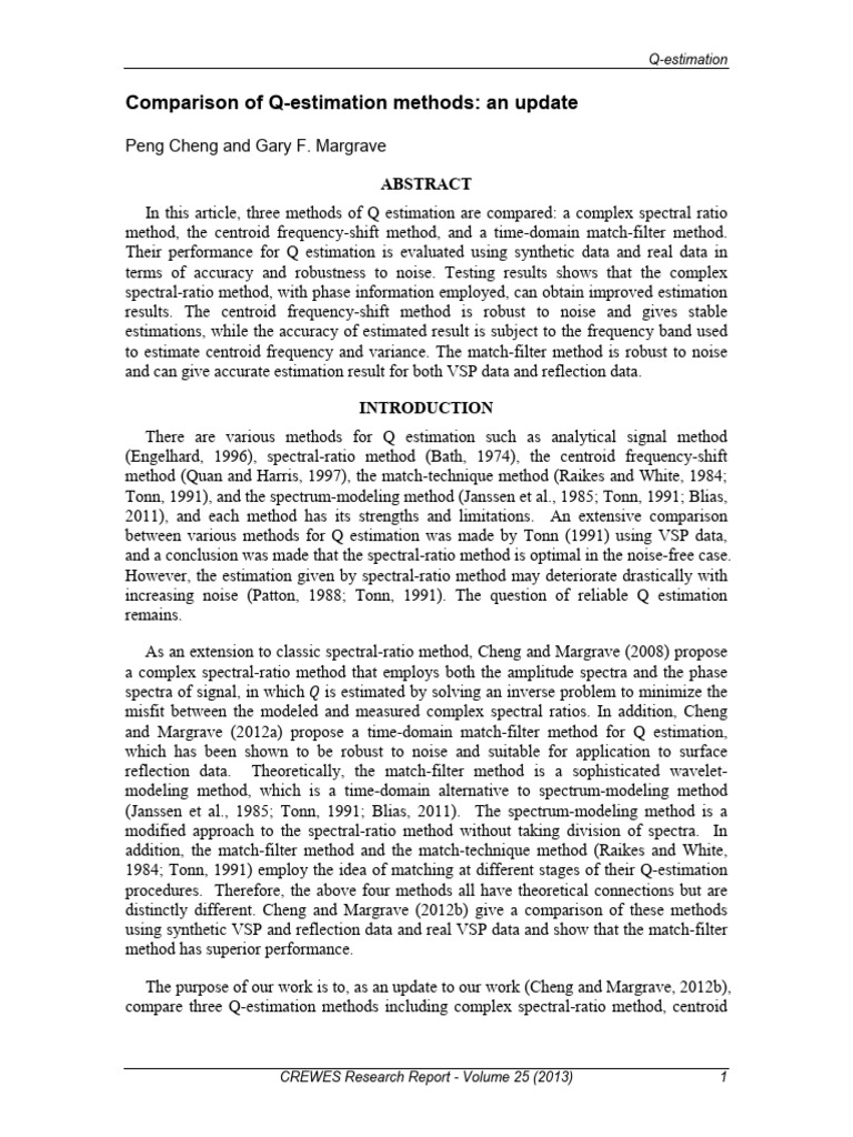 2013 - Comparison of Q-Estimation Methods - An Update | PDF | Spectral ...