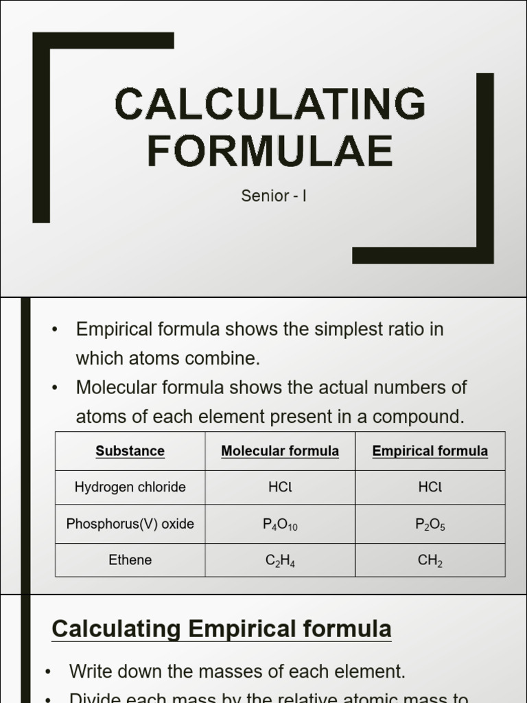 Emperical formulae | PDF | Molecules | Mole (Unit)