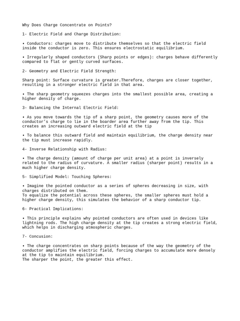 Charge Concentration on Sharp Points | PDF