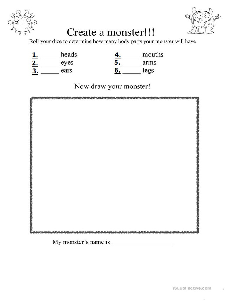 Draw A Monster With Dice Fun Activities Games - 89319 - 1 | PDF