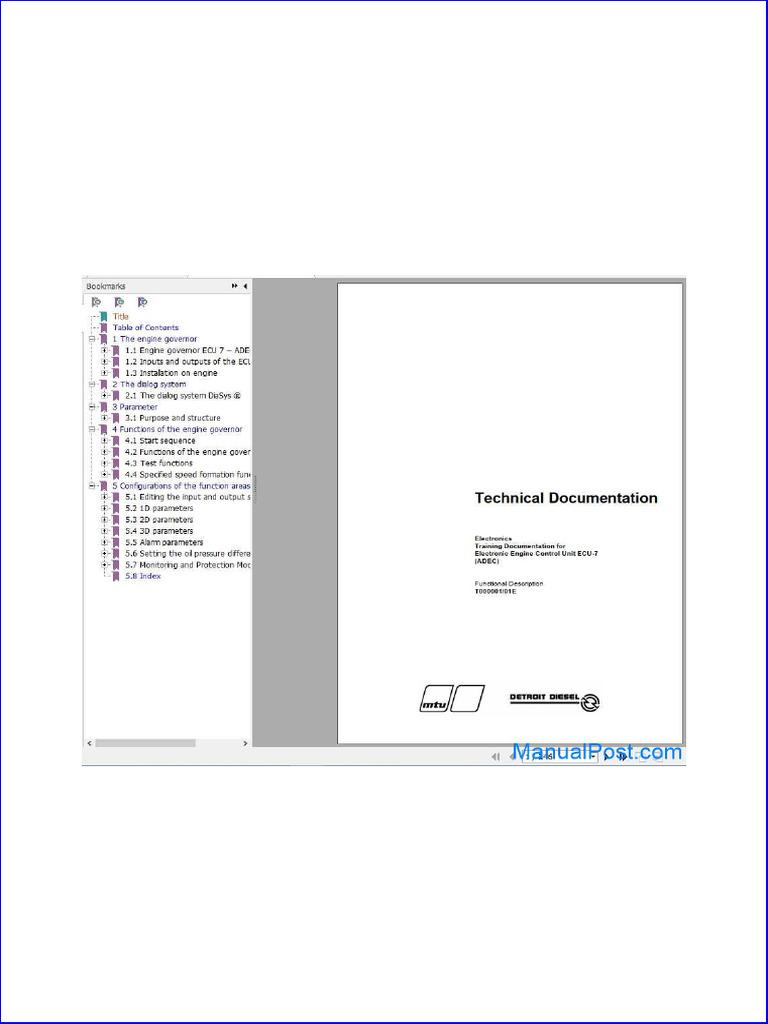 Mtu Diesel Electronic Engine Control Unit Ecu 7 Adec Technical Documentation 2007 | PDF