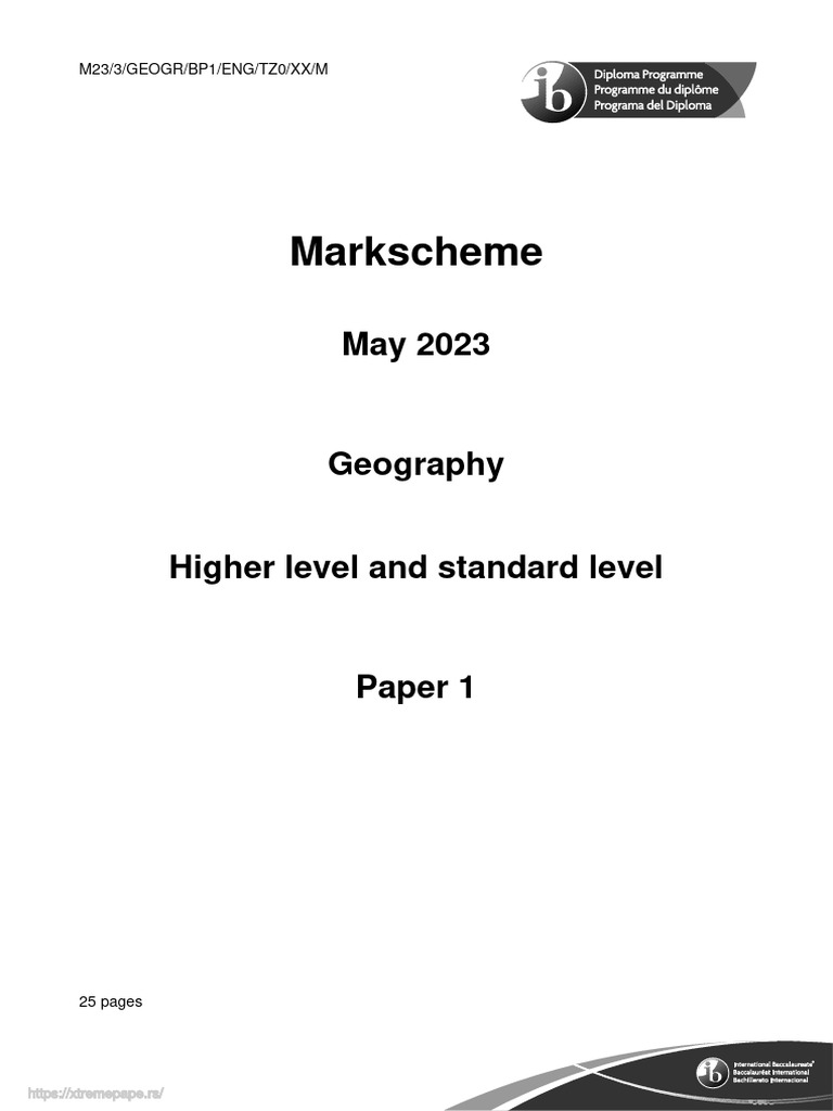 May 2023 Geography Paper 1 Markscheme | PDF | Flood | Tropical Cyclones