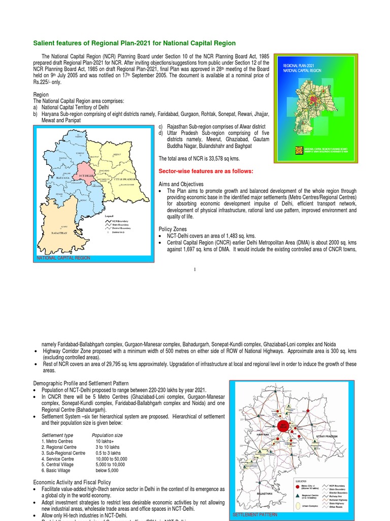NCR Regional Plan 2021 Overview | PDF