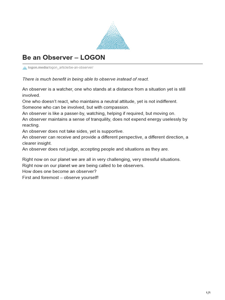 logon.media-Be an Observer LOGON | PDF