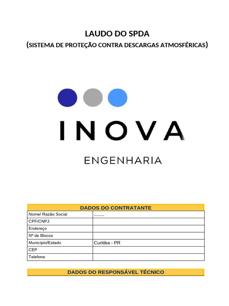 Laudo SPDA - MODELO | PDF | Relâmpago | Eletricista
